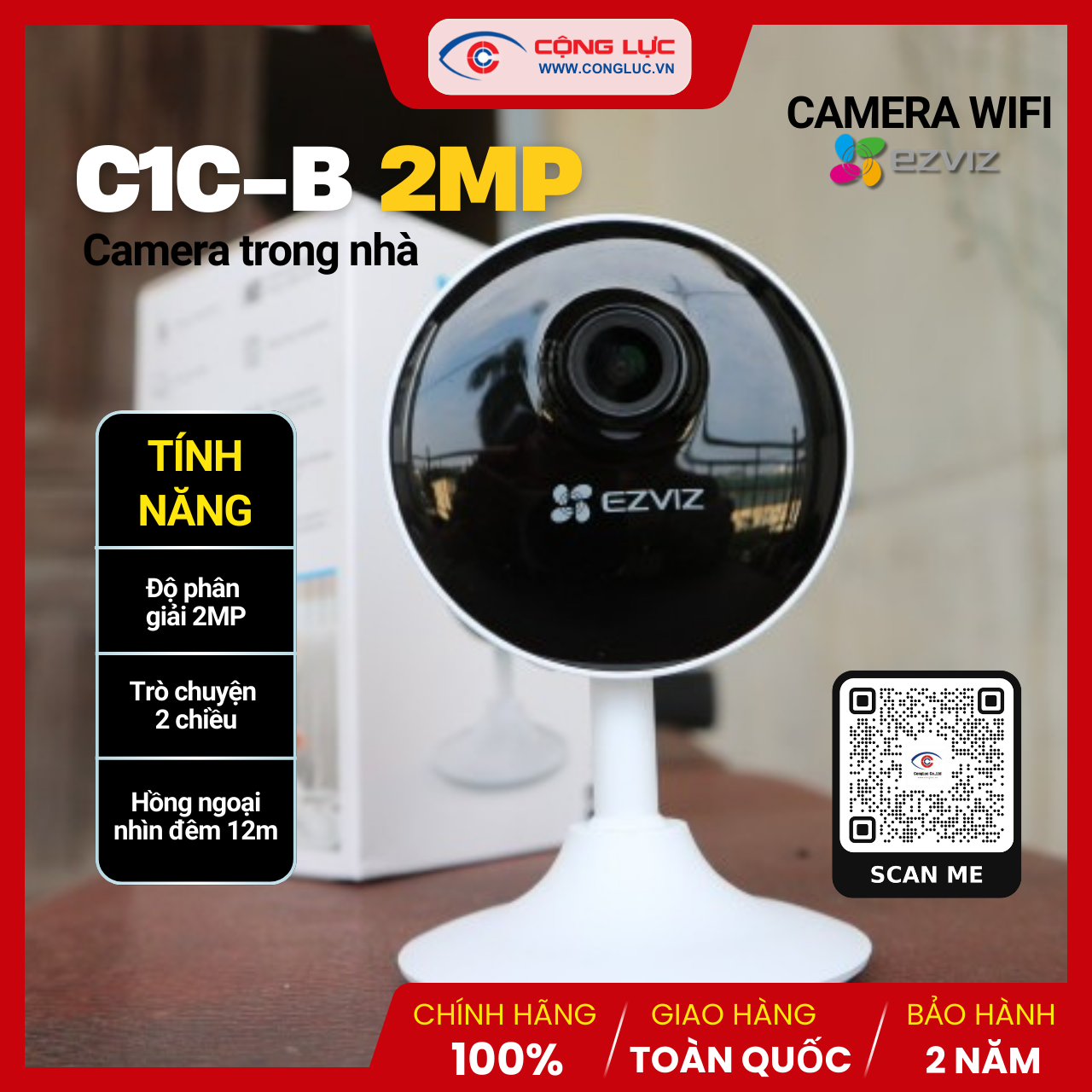 Camera Wifi Ezviz C1C-B 2MP - Bán Camera Wifi Gia Đình